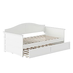 AFI, Acadia Twin Size Wood Daybed Frame with Twin Trundle, White