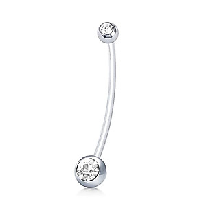 Pregnancy Belly Button Rings Long Bar 38mm Sport Maternity Flexible Bioplast Clear Navel Belly Rings Piercing Retainer Durable and Professional
