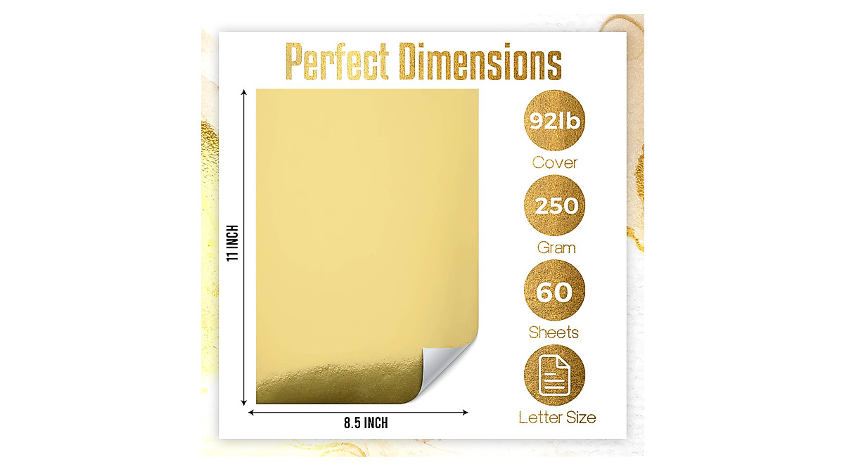 Premium Metallic Gold Cardstock - 60 Sheets for Crafting