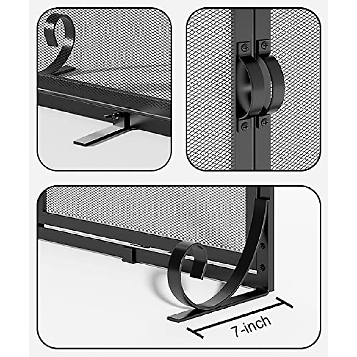 Fire Beauty Fireplace Screen with Hinged Doors, Powder Coated Steel Frame, Metal Mesh, Handcrafted Solid Steel,Decorative Design, Free Standing Spark Guard