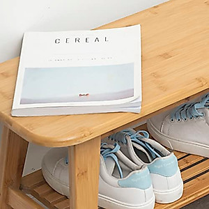 WILK Bamboo Shoe Rack for Entryway, Shoe & Entryway Bench, 2-Tier Shoe Cabinet