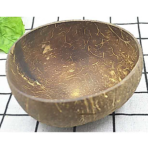 CEREM Coconut Bowl with Wooden Spoon and Fork Handmade Kitchen Utensils for Fruit Salad Dessert Smoothie Breakfast Party Meals Serving Home Decor, Natural 1 Set