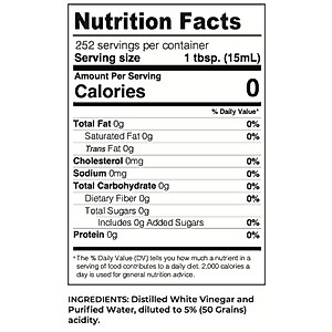 Lucy's Family Owned - Natural Distilled White Vinegar, 1 Gallon 128oz. (Pack of 2)