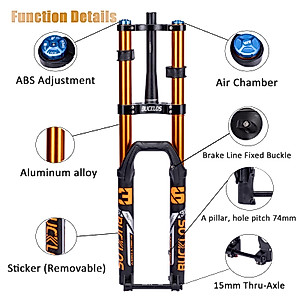 BUCKLOS Downhill Air Suspension Fork 27.5/29 15 * 110mm Boost Tapered, Travel 180mm 36mm Inner Tube Thru Axle Rebound Adjustment Disc Brake Front Forks, fit Mountain Bike AM FR DH ect.