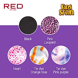 Red by Kiss Kids Satin Bonnet with Wide Band, Sleep Cap for Kids, Bonnet for Boys and Girls (Black)