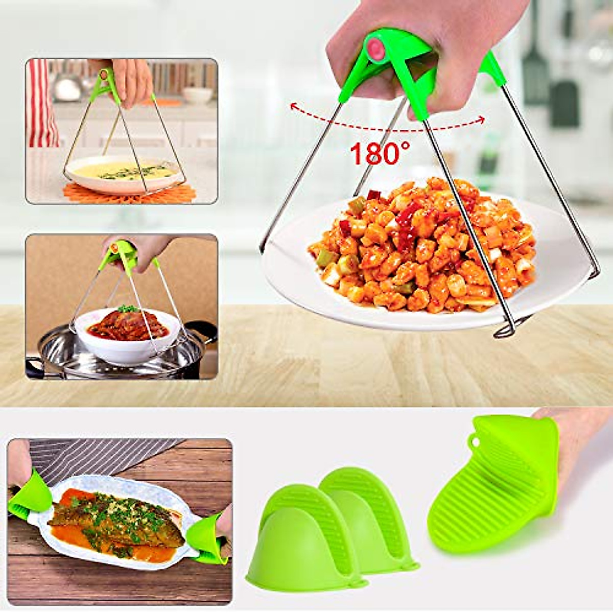 MIBOTE 98 Pcs Accessories Set for Instant Pot 5,6,8 Qt, 2 Steamer Baskets, Springform Pan, Egg Steamer Rack, Egg Bites Mold, Kitchen Tong, Silicone Pad, Oven Mitts, Cheat Sheet Magnet, and etc