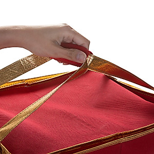 Simplify Gift Bag Organizer | Dimensions: 10.5"x 16"x 16" | Stores Gift Bags | Ribbon | Tissue Paper | Gift Cards | Large Reinforced Handles | Red | Holiday Storage | Collapsible