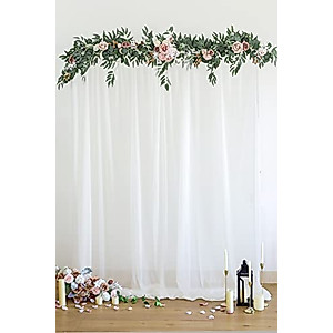 Lookein White Sheer Curtains 120 Inches Long Wrinkle-Free Curtains for Backdrop Window Curtains for Bedroom Party Wedding