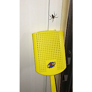 Swat-N-Scoop, Heavy Duty Fly Swatter and Spider Catcher and Release. Insect Fly Catchers for Inside Home. House Fly Swatter or Humane Bug Catcher with Built in Insect Scoop. (3pk, Yellow)
