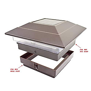 8 Pack Brown Outdoor Garden 4 x 4 Solar LED Post Deck Cap Square Fence Light Landscape Lamp Lawn PVC Vinyl Wood