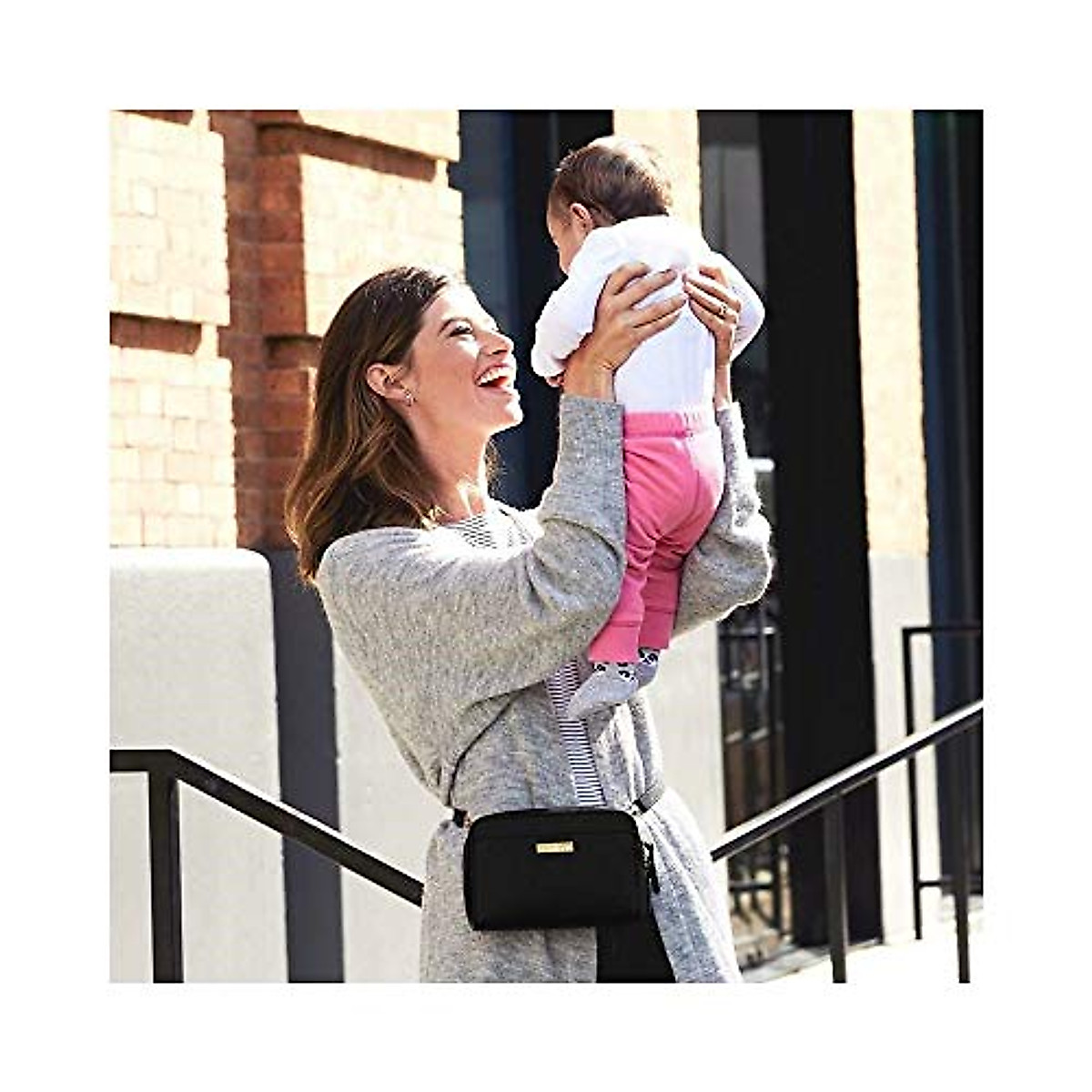 Skip Hop Adjustable Greenwich Easy-Access Convertible Hip Pack, Vegan Leather, Black, One Size(Pack of 1)