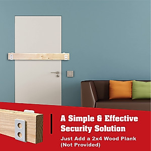 SecurityMan Heavy Duty 2x4 Door Barricade Brackets - Kick Proof Up to 700lbs, Install in Minutes -(2pc) Thick 3.5mm Iron Metal U Bracket - Gate Bar Holder for Indoor/Outdoor Door Security Brace Bar