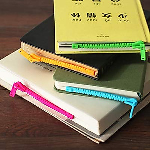 Creative Color Zipper Bookmark Plastic Book Mark Page Folder for School Library Office Home Use Book Reading Gift (Multicolor)