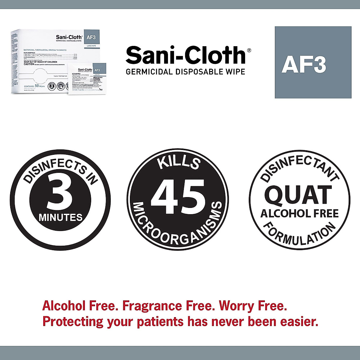 PDI H59200 Sani-Cloth AF3 Wipes, Large Individual Packets, 5" x 8", Fragnance free, White