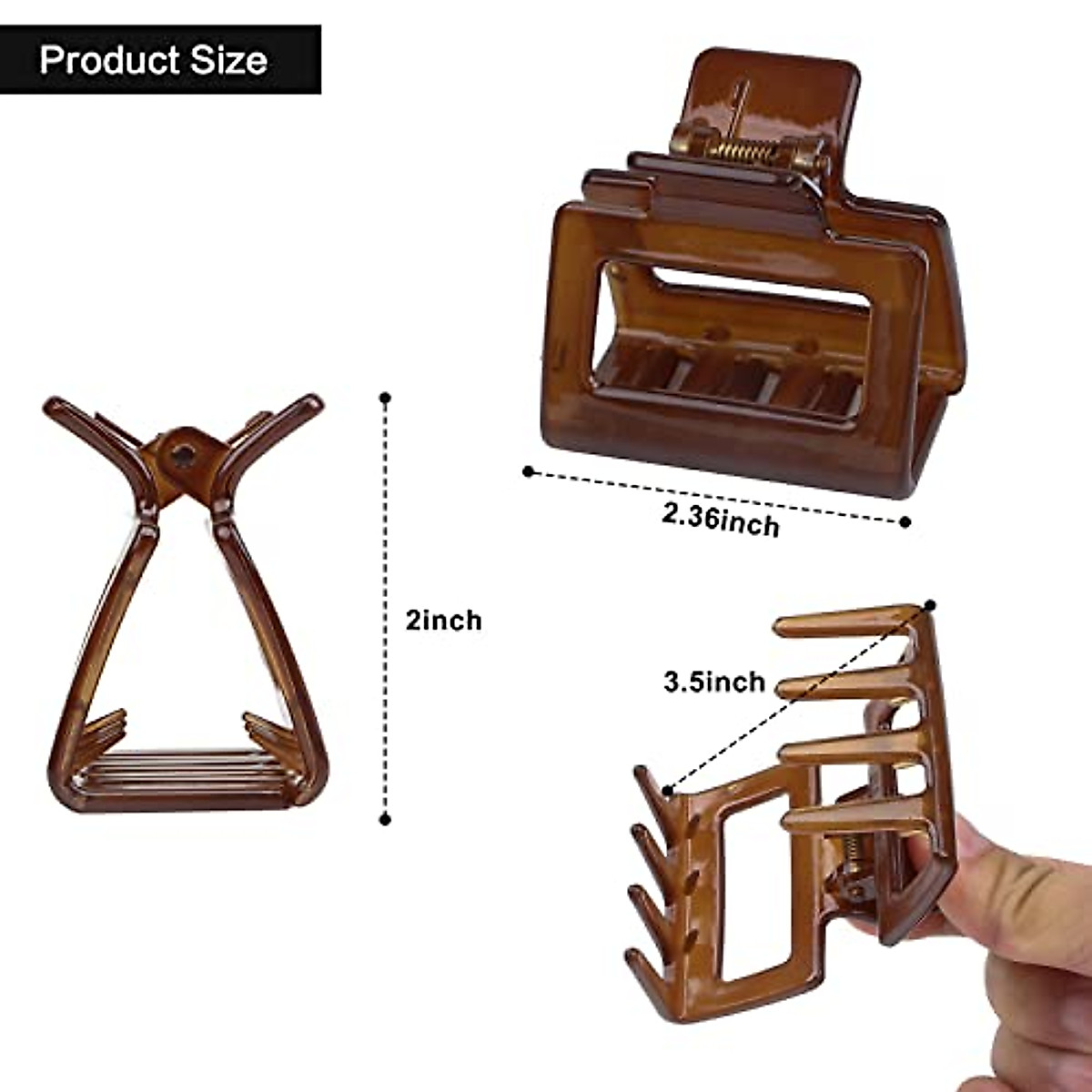 6 PCS Claw Hair Clips, Small Claw Clips for Women Girls, Rectangle Tiny Hair Jaw Clips, Non-slip Matte Claw Clamps Barrettes for Thin/Thick Medium Hair