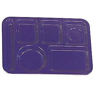 Carlisle FoodService Products Left-Hand Heavyweight 6-Compartment Melamine Tray 10" x 14" - Dark Blue