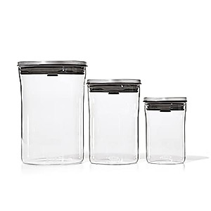 OXO 3 Piece Food Storage POP Glass Container Set - 0.6, 1.5, and 3.3 Quart
