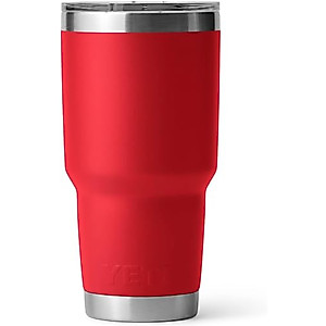 YETI Rambler, Stainless Steel Vacuum Insulated Tumbler with Magslider Lid, Rescue Red, 30oz (887ml)