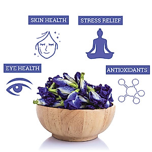 INCAS 100% USDA Organic Butterfly Pea Flower 4.41 oz (375+ Cups) DIRECT FROM SOURCE Thailand Non GMO Verified Dried Caffeine Free Gluten Free Vegan Rich in Antioxidants Free eBook