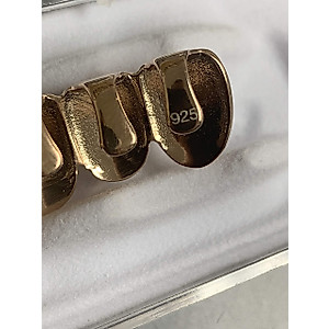 Solid 925 Sterling Silver Real Grillz - Rose Gold Plated - Custom Top & Bottom Grills For Teeth - Real Solid Silver NOT Plated