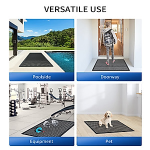 ROVSUN 2-Pack Rubber Floor Mat with Holes, 36''x 60'' Anti-Fatigue/Non-Slip Drainage Mat, for Industrial Kitchen Restaurant Bar Bathroom Utility Garage Pool Entry Door Mat, Indoor/Outdoor Cushion