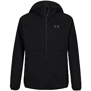 Under Armour Boys' Sim Softshell Jacket, Water-Resistant, Black/Black