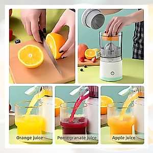 Rechargeable Electric Citrus Juicer - USB-C, Wireless, Portable Orange Juice Squeezer, Premium Juicer for Lemon, Tomato, Grape, Watermelon