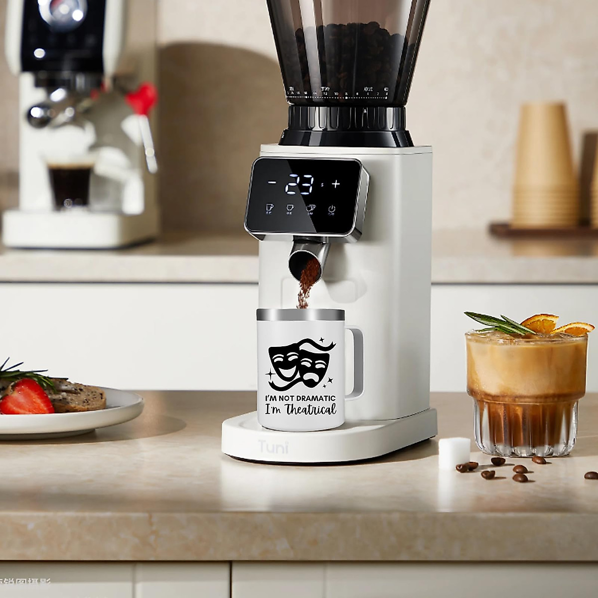 WFSJRED Theater Gifts 12 oz Insulated Mug for Coffee Mug with Leak-Resistant closeable hot lid for hot Drinks with Handle Broadway Gifts for Musicians (DRAMATIC)