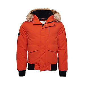 Superdry Mens Everest Bomber Jacket, Zip And Popper Fastening Orange Size M