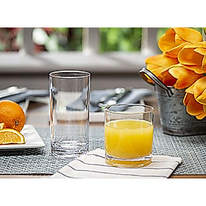 Le'raze Collins Glasses Elegant Acrylic Drinking Glasses [Set of 16] Attractive Clear Plastic Tumblers - Unbreakable Drinkware Set Ideal for Indoor and Outdoor - Kid Friendly