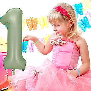 Gifloon Number 1 Balloon, Large number balloons 40 inch Decor, 1st Birthday Party Decorations, Sage Green