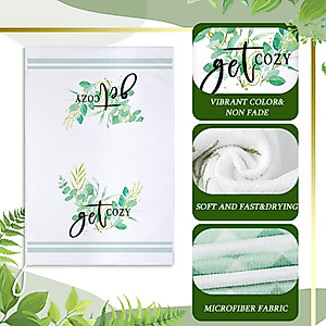 Set of 6 Eucalyptus Kitchen Towels Green Leaves Dishtowels Absorbent Spring Summer Hand Tea Towels 24 x 16 Inch Eucalyptus Lover Gifts Holiday Wedding Gifts for Farmhouse Kitchen Bathroom Decor