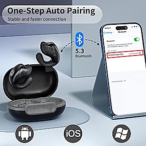 BUGANI Bluetooth Headphones, Open Ear Wireless Bluetooth 5.3 Headphones, Open Ear Clip Earbuds with Stereo Sound, 30H Playtime, Built-in Mic for Clear Calls, Waterproof Headphones for Sport Running