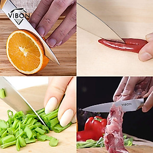 VIBON 3.5 Inches Paring Knife, Fruit Knife Ktchen Vegetable Cutlery (black and silver)