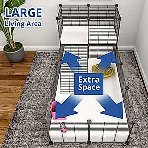 Eiiel Guinea Pig Cage,Indoor Habitat Cage with Waterproof Plastic Bottom,Playpen for Small Pet Bunny, Turtle, Hamste, LOFT AND PARTITION