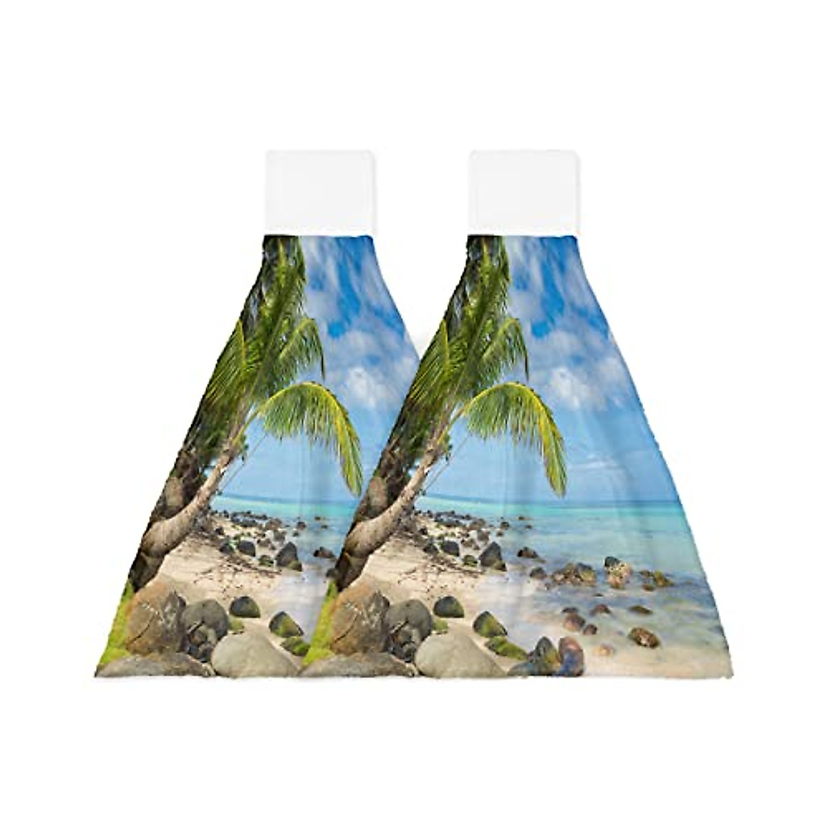 MUENINELE Hand Towel,Palm Tree Beach Sea Cloud Blue Sky Island Reef Stone Absorbent Hanging Towel Fast Drying Towels for Kitchen Bathroom Toilet Home 18"x14" 2Pcs