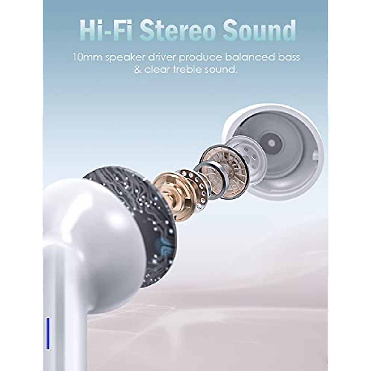 Bluetooth Headphones True Wireless Earbuds 48Hrs Playtime with Wireless Charging Case LED Power Display Wireless & Type-C Charging Waterproof in-Ear TWS Earphones for Phone Computer Laptop Sports