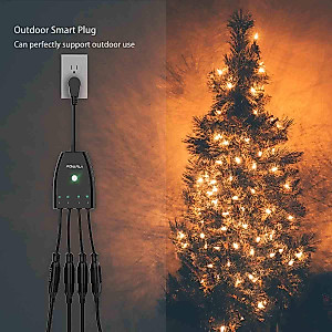 Outdoor Smart Plug, Surge Protector, POWRUI Smart Power Strip with 4-Outlet Extender, Remote Control, Timer, Weatherproof for Indoor and Outdoor Use, Compatible with Alexa, Google Assistant and IFTT