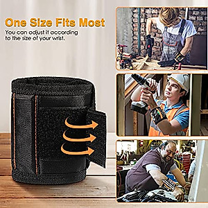 Magnetic Wristband - Cool Gadgets Gifts for Men Dad Him Boyfriend Husband - Tool Belts with 15 Strong Magnets for Holding Screws Nails Wrenches Drill Bits