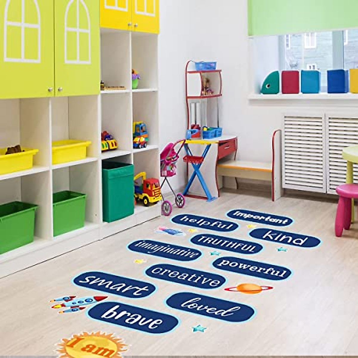 Inspirational Quotes Floor Decals Motivational Game Stickers Positive Saying Wall Decals Peel and Stick Wallpaper for Classroom School Kindergarten Kids Bedroom Nursery Floor Wall Décor