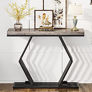 LITTLE TREE Modern Entryway Console Table,Black+Gold