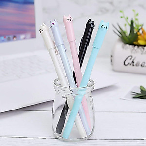 Sencoo 12 pack Blue Gel Pens Cute Cat Pens 0.5 mm Japanese Kawaii Gel Pens Blue Ball Point Pens for School Office Supplies Students Stationery