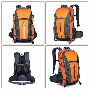 AUGUR Hiking Backpack 40L Lightweight Backpack Fit Camping/Outdoor/Traveling/Weekender/Overnight/Beach/Vacation Water Resistant Daypacks for Women Men (Orange)