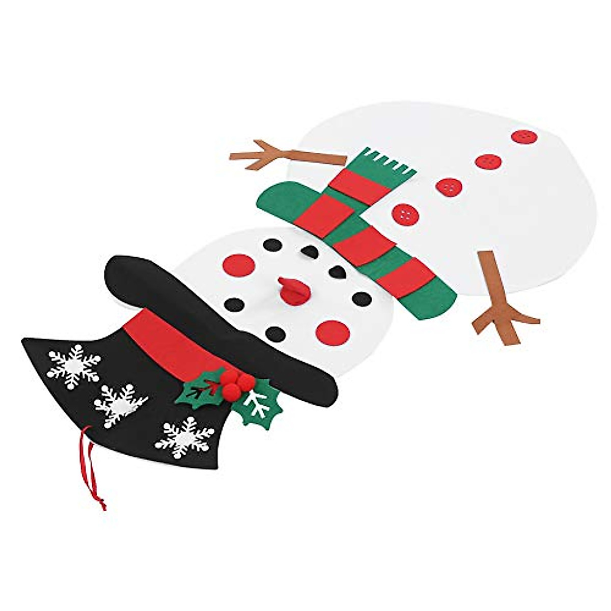 Jauarta Felt Christmas Snowman Set, DIY Wall Hanging Snowman Ornaments Xmas Gifts for Kids (White)