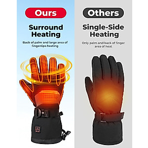 KEMIMOTO Heated Gloves for Men Women, Heating Ice Fishing Gloves Rechargeable Electric Battery 2pcs 7.4V for Winter Motorcycle Skiing Snowboarding Hunting Camping, Size XL