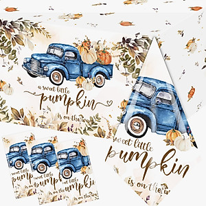 3Pcs Little Pumpkin Tablecloths Fall Baby Shower Decorations, A Sweet Little Pumpkin is On The Way Table Covers Baby Shower Table Cloths for Boy Thanksgiving Pumpkin Gender Reveal Party Supplies