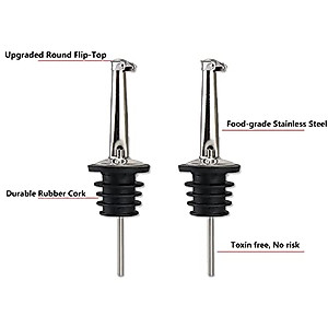 Pour Spouts for Olive Oil Bottles Flip Top Speed Pourers Oil Dispenser Spout Set of 7 with Funnel