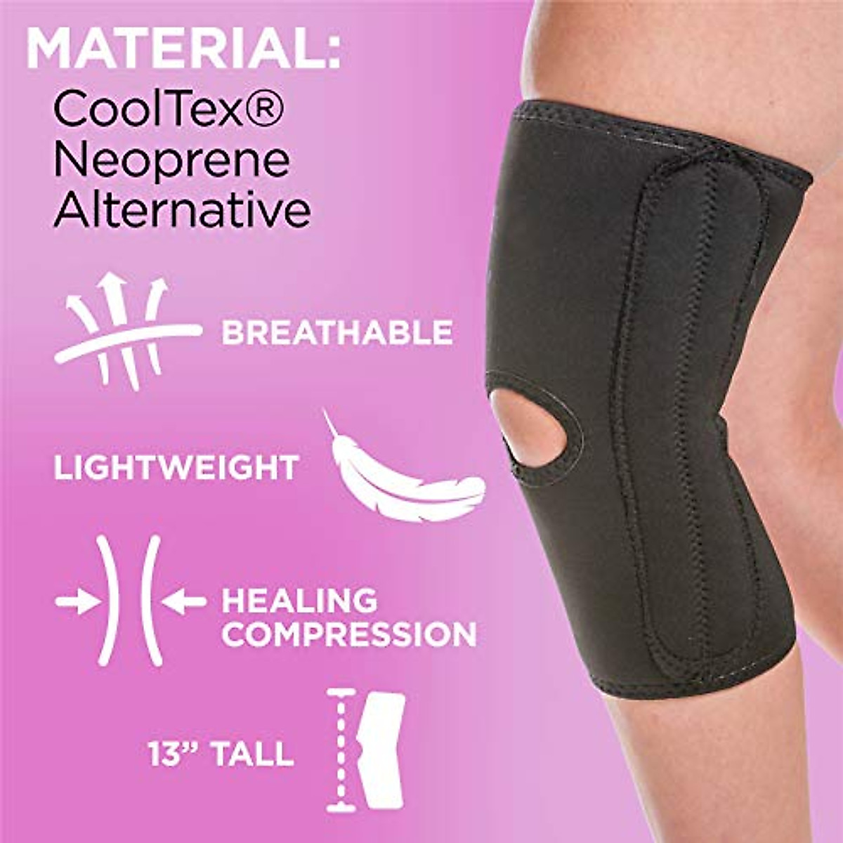 BraceAbility Plus Size Knee Compression Sleeve for Women - Ladies Open Patella Brace and XXXXL Kneecap Stabilizer with Support Stays for Female Arthritis Pain, Meniscus Tears and ACL injury (4XL)