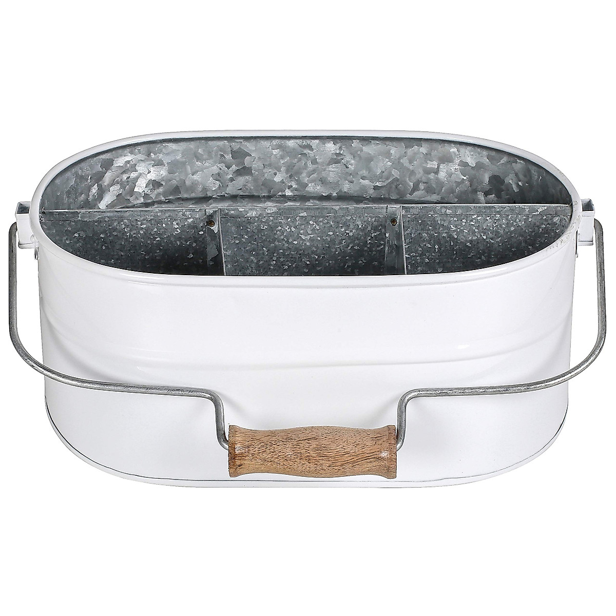 Alpha Living Home Utensil Caddy, Silverware Caddy Party, Silverware Caddy, Picnic Caddy, Flatware Caddy, Paper Plate Caddy, Galvanized Utensil Caddy, Metal Caddy, Outdoor Utensil Caddy - White