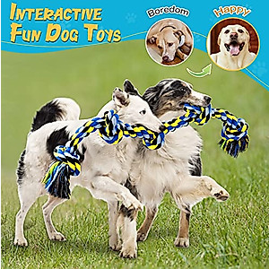 UPSKY Dog Rope Toy for Large Medium Dogs, Dog Chew Toy for Aggressive Chewers, Indestructible 3 Feet 5 Knots Rope Toy, Heavy Duty Tough Dog Toy, Interactive Tug of War Toy for Extra Large Dogs